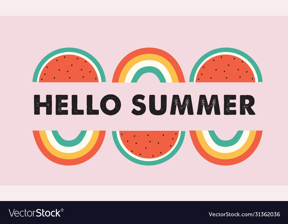 Hello summer banner design with watermelon and Vector Image