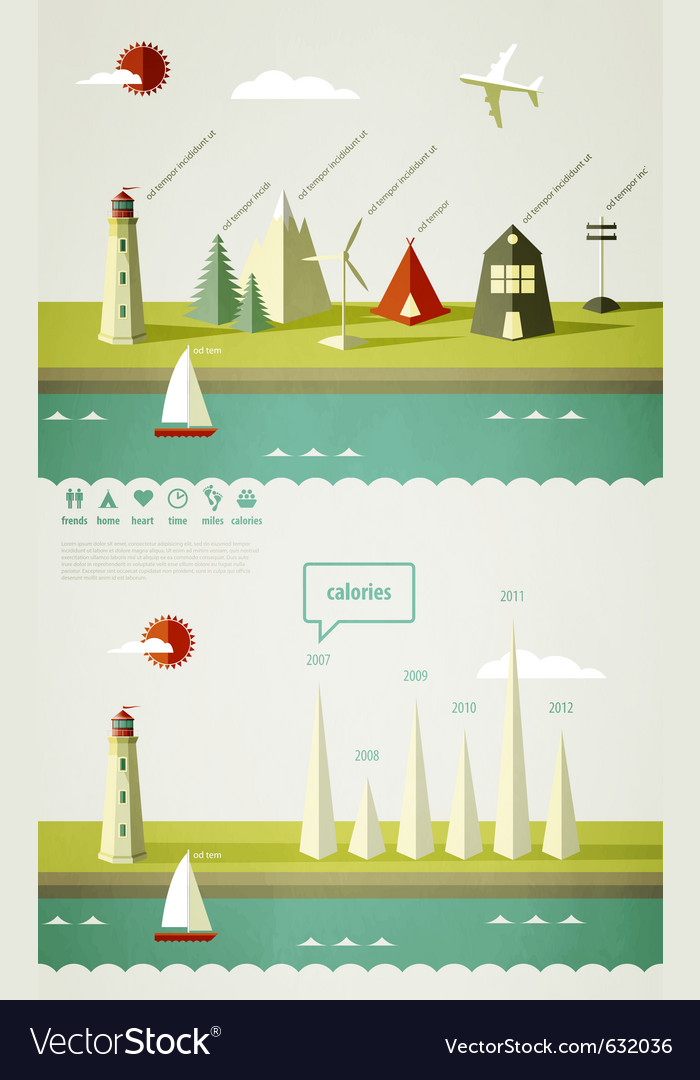 Infographics elements with a lighthouse Royalty Free Vector