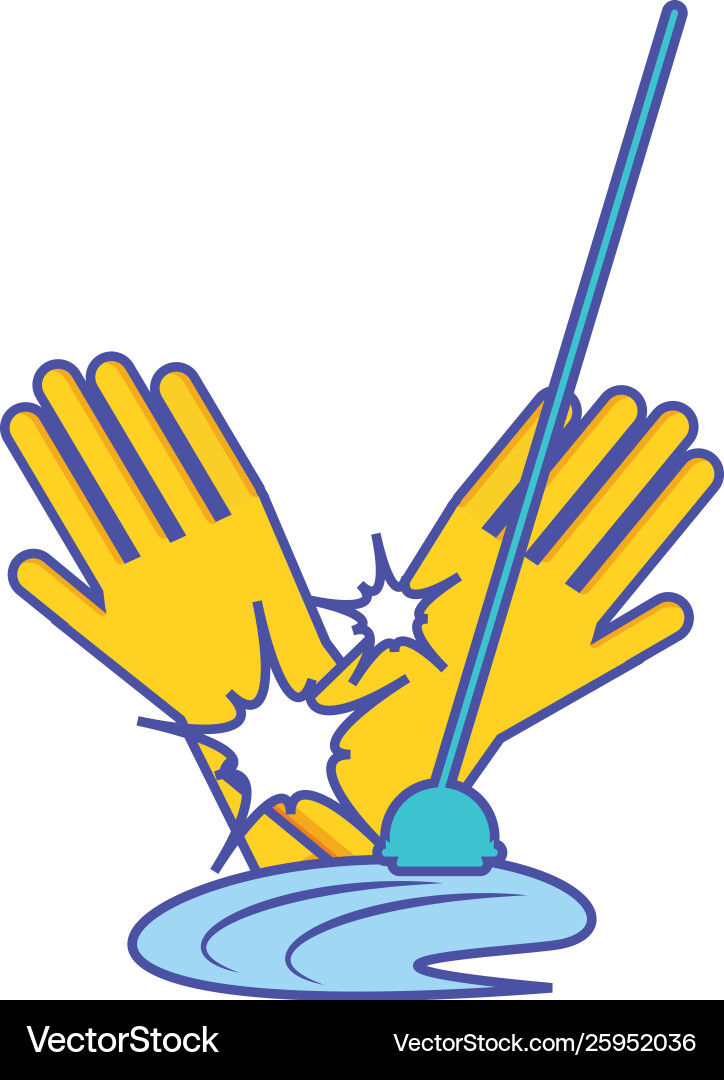 Isolated cleaning gloves and mop design Royalty Free Vector