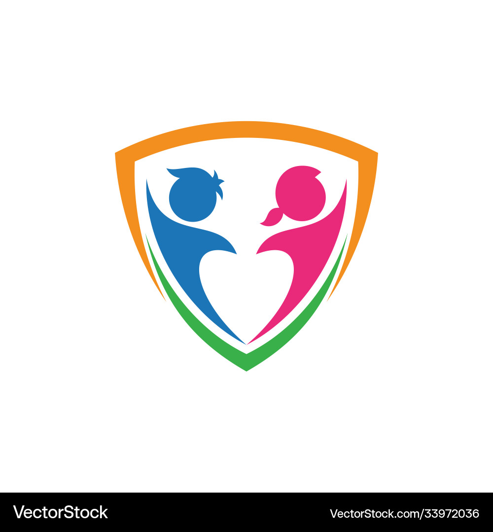 Kids protection care logo Royalty Free Vector Image