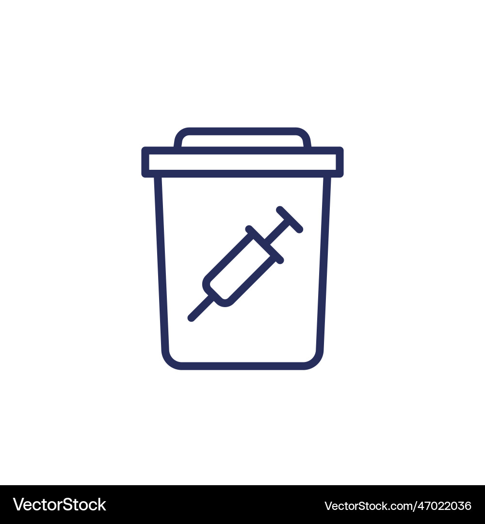 Medical waste line icon on white Royalty Free Vector Image