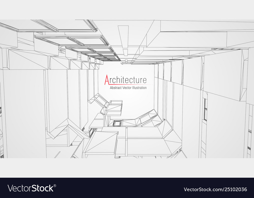 Modern Architecture Wireframe Concept Urban Vector Image