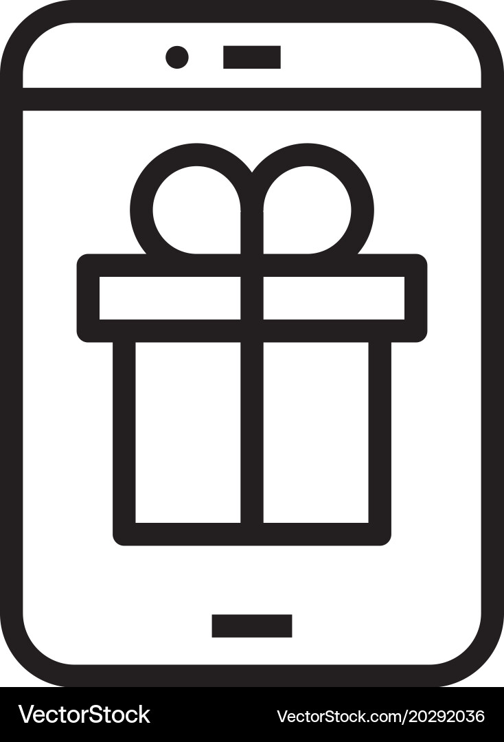 Outline icon phone with box line tablet Royalty Free Vector