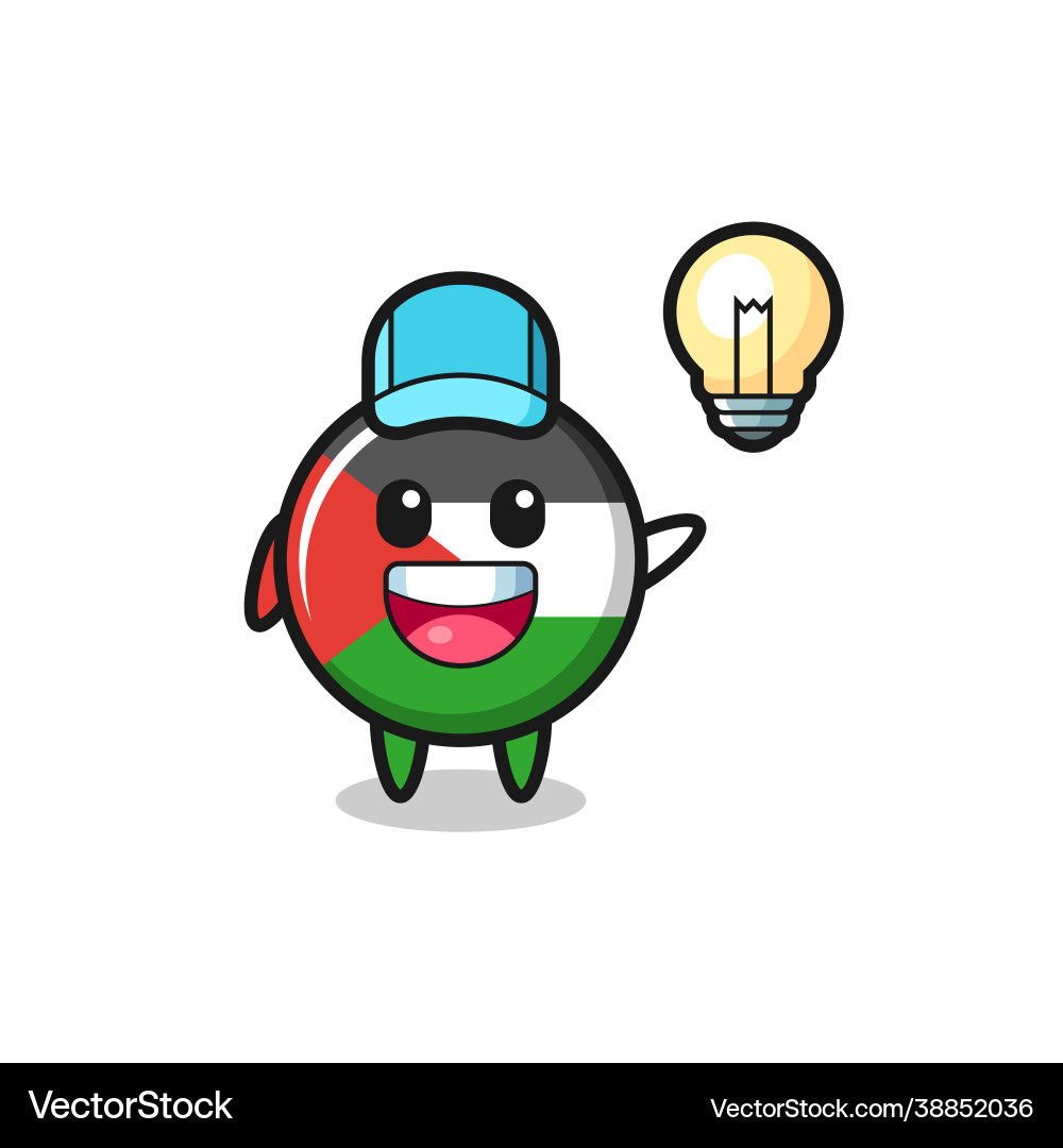 Palestine flag badge character cartoon getting Vector Image