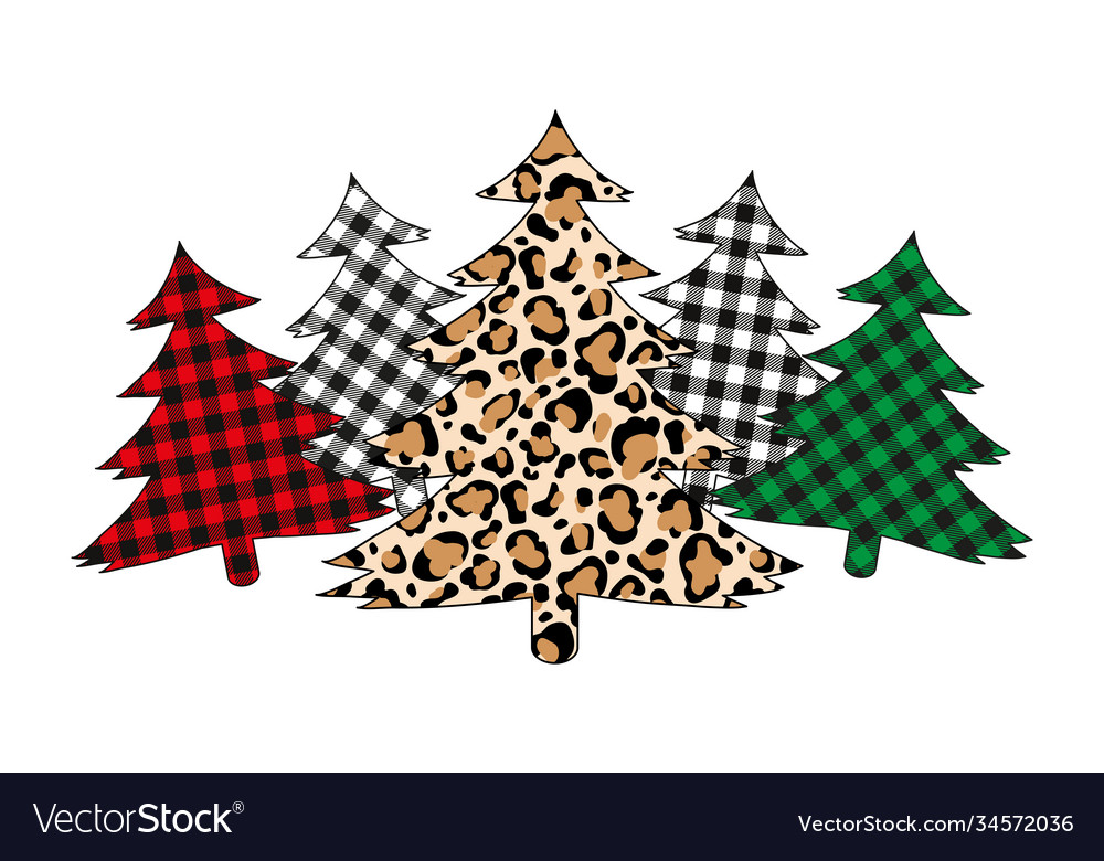 Plaid christmas tree winter forest leopard tree Vector Image