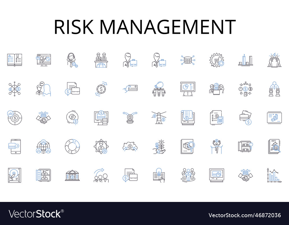 Risk management line icons collection athletics Vector Image Risk management line icons collection athletics Vector Image
