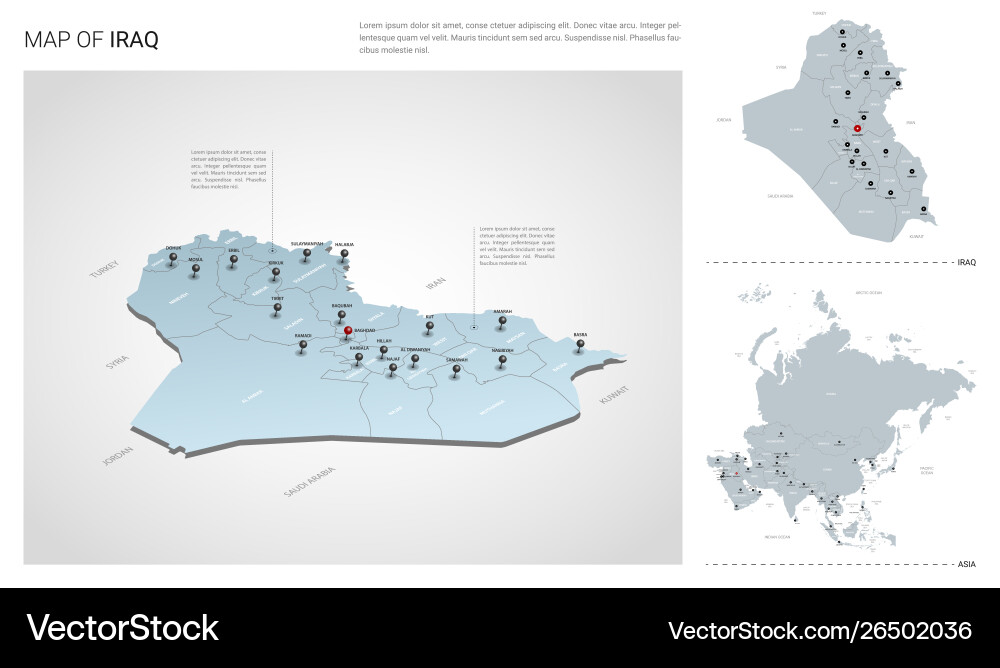 Set iraq country isometric 3d map iraq map Vector Image