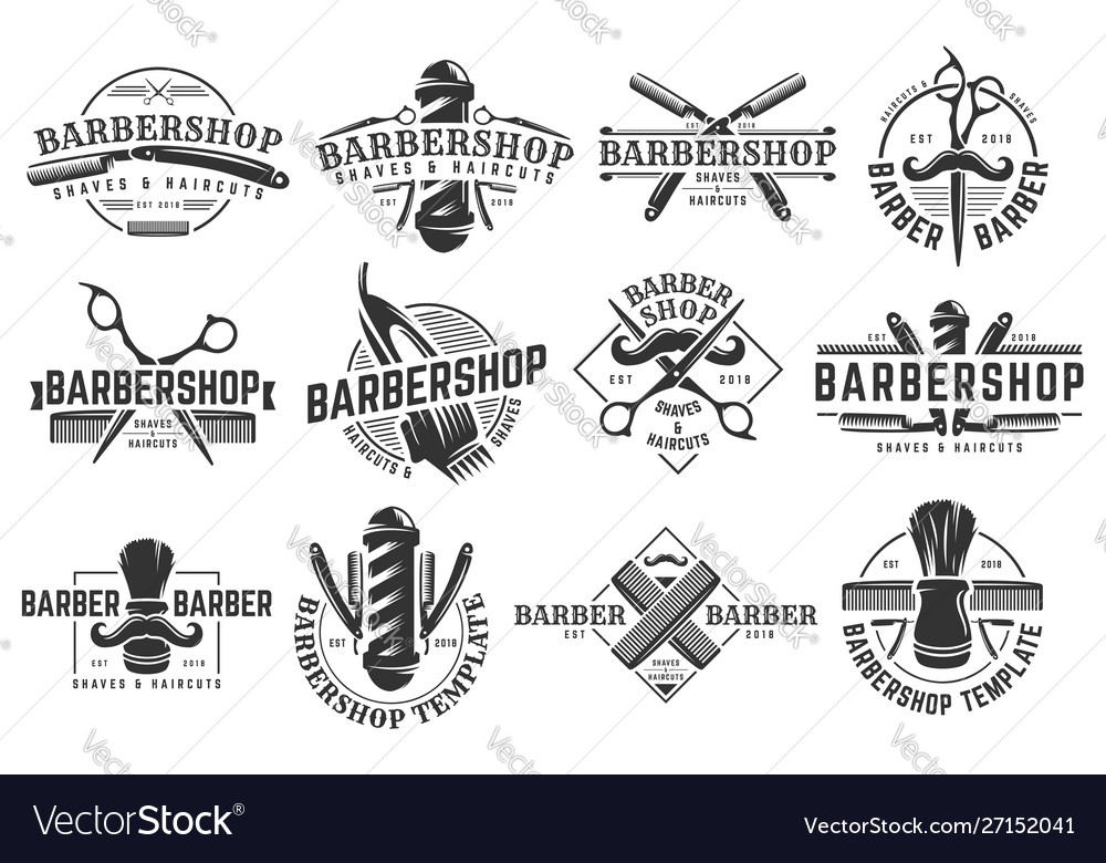 A set barbershop vintage logo template Royalty Free Vector A set barbershop vintage logo template Royalty Free Vector