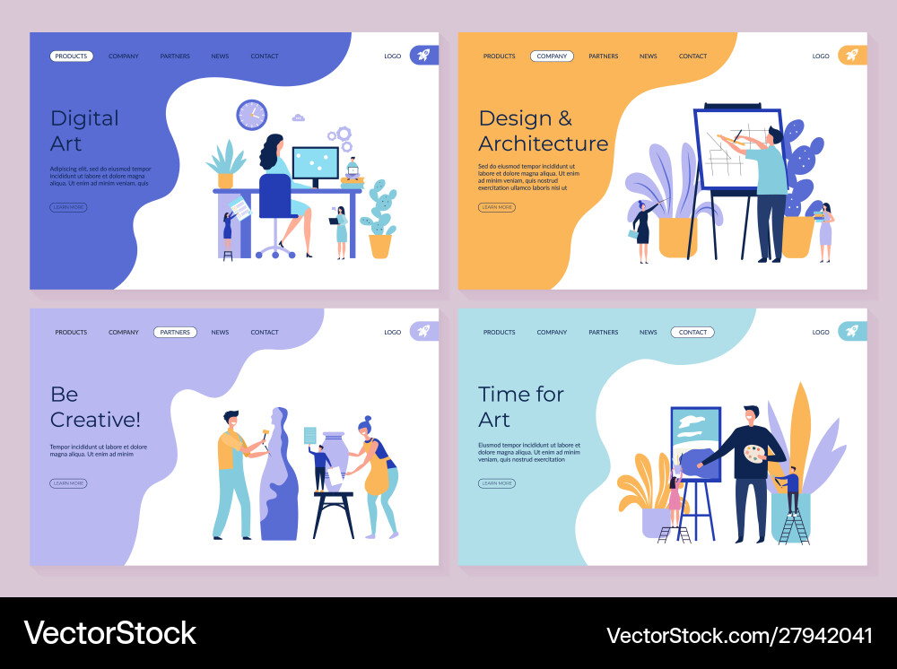 Art work landing page architecture design drawing Vector Image