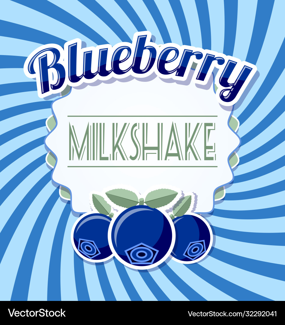 Blueberry milkshake label in retro style Vector Image