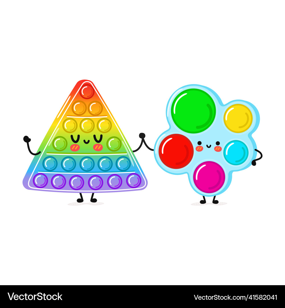 Card with funny cute happy pop it and simple Vector Image