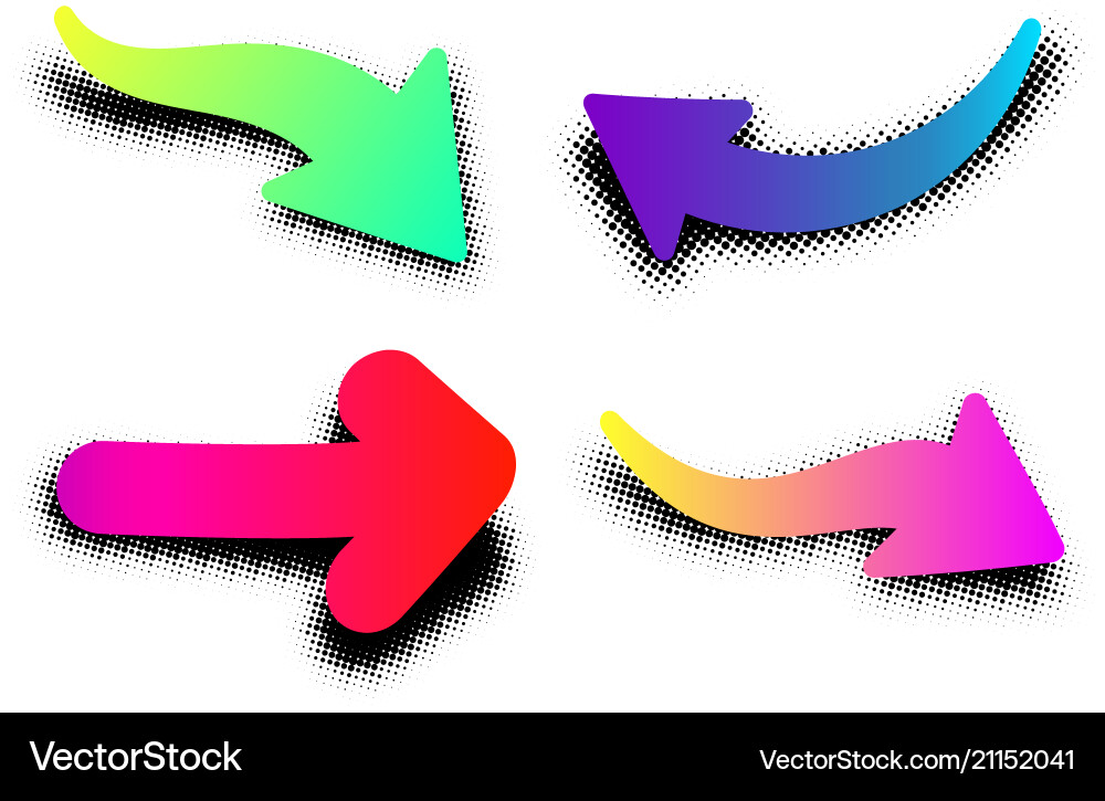 Color pop art arrows isolated on white Royalty Free Vector