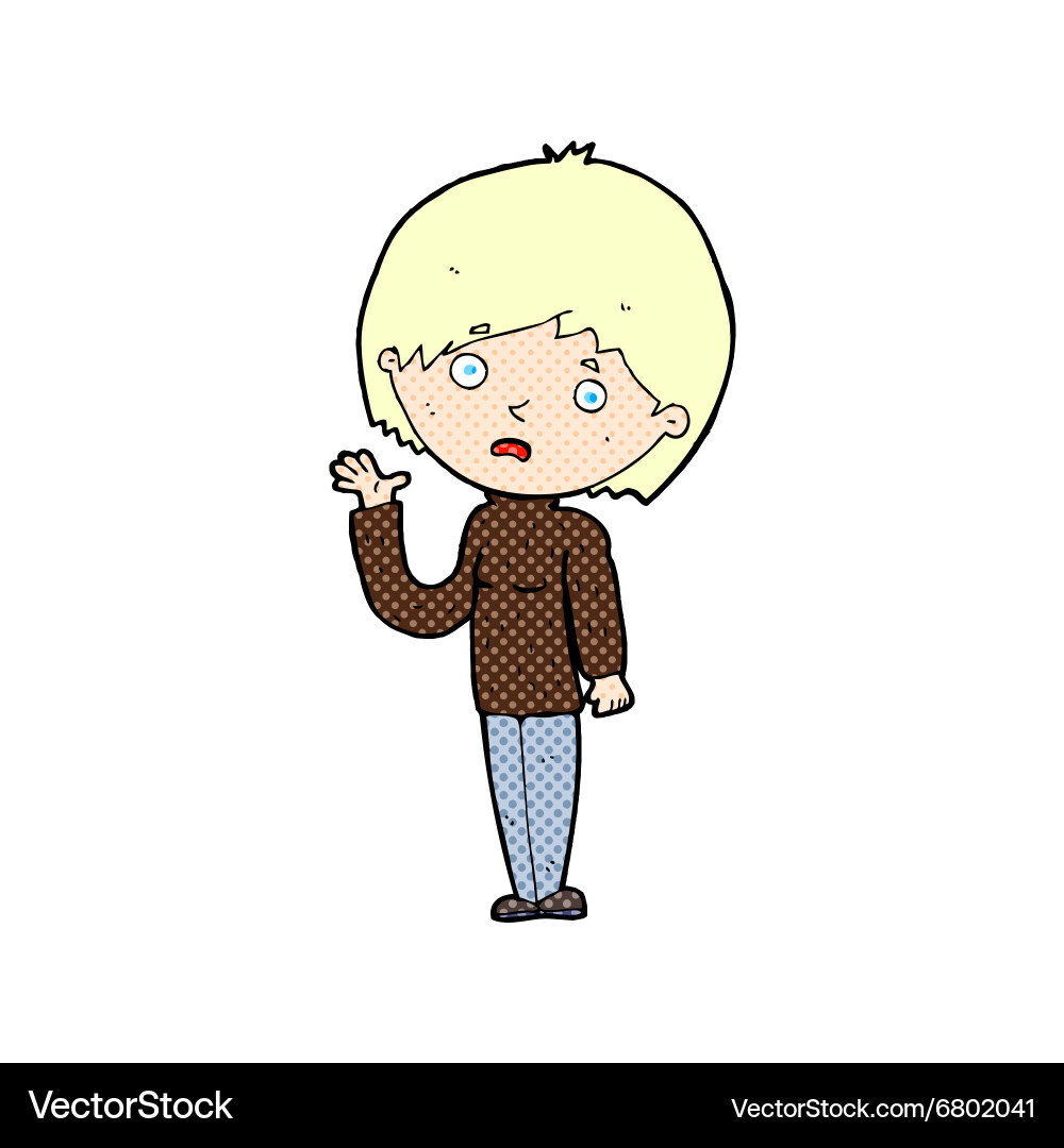 Comic cartoon worried woman Royalty Free Vector Image
