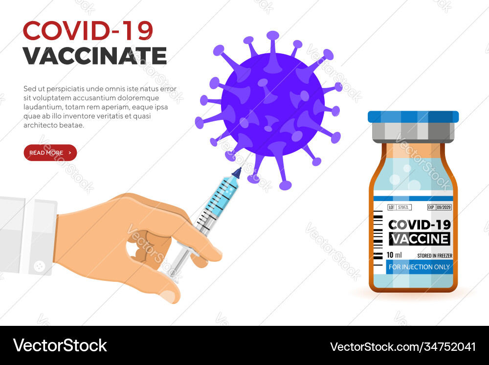 Covid-19 vaccinate and syringe injection Vector Image