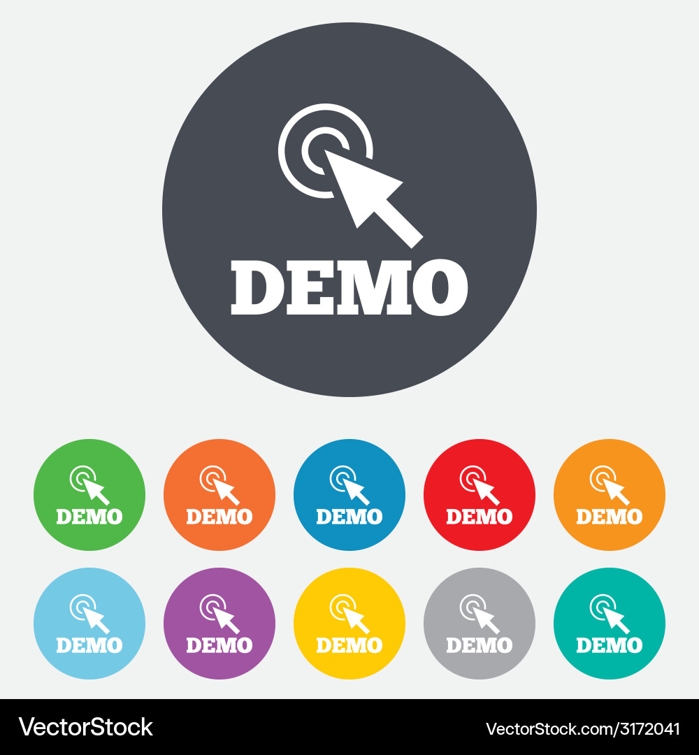 Demo with cursor sign icon demonstration symbol Vector Image