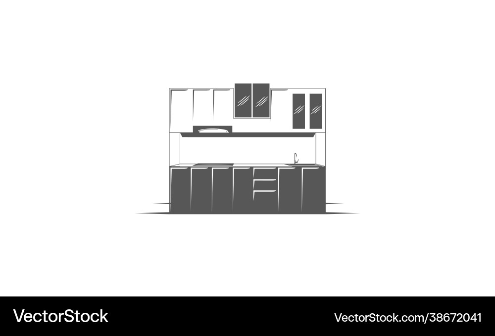 Furniture kitchen room minimalist logo Royalty Free Vector