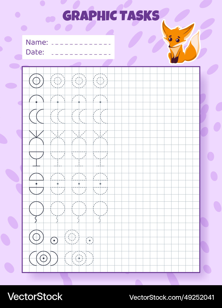 Graphic tasks by cells educational game for kids Vector Image