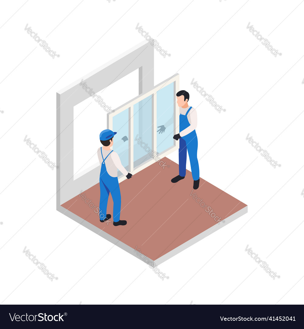 Installing new window composition Royalty Free Vector Image