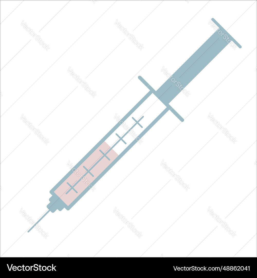 Isolated small medical syringe in flat style Vector Image