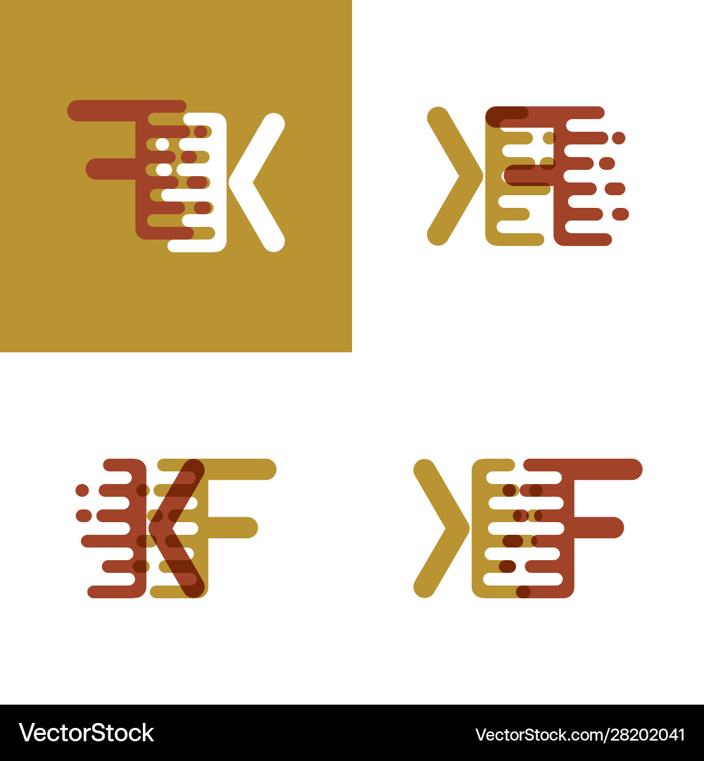 Kf letters logo with accent speed in light brown Vector Image