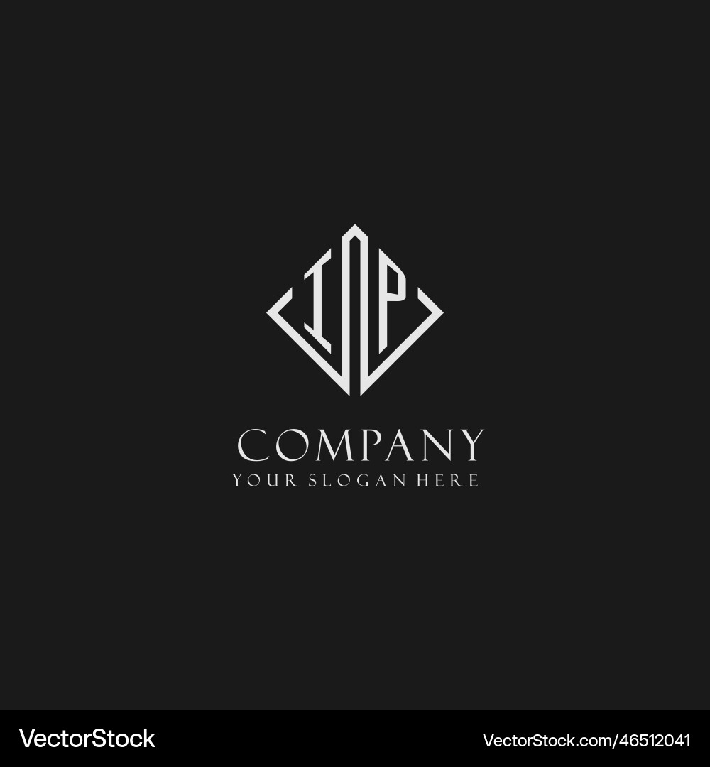 Letter ip logo with rhombus square design style Vector Image