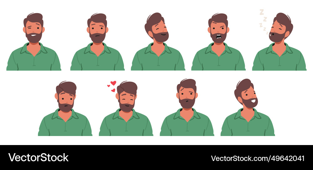 Male character emotions set man express joy Vector Image