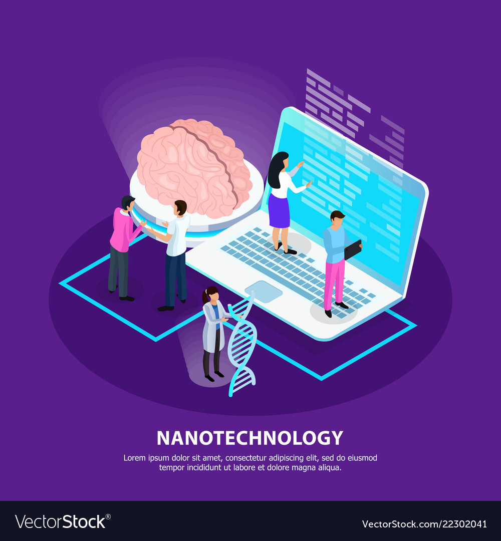 Nano technology isometric gradient background Vector Image