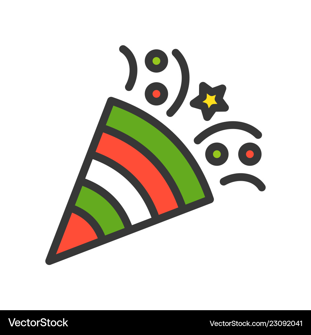 Party popper christmas related filled style icon Vector Image