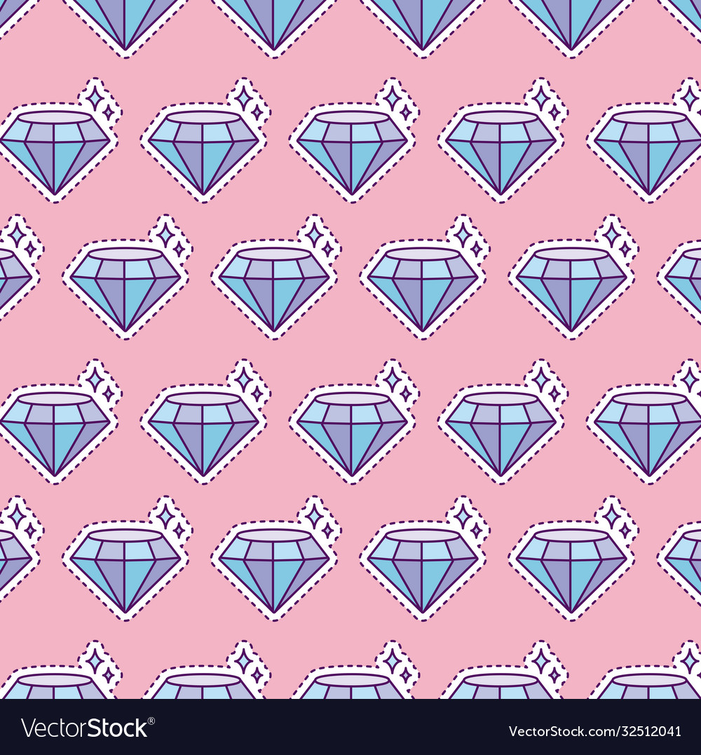 Pattern with shining diamond patch style Vector Image