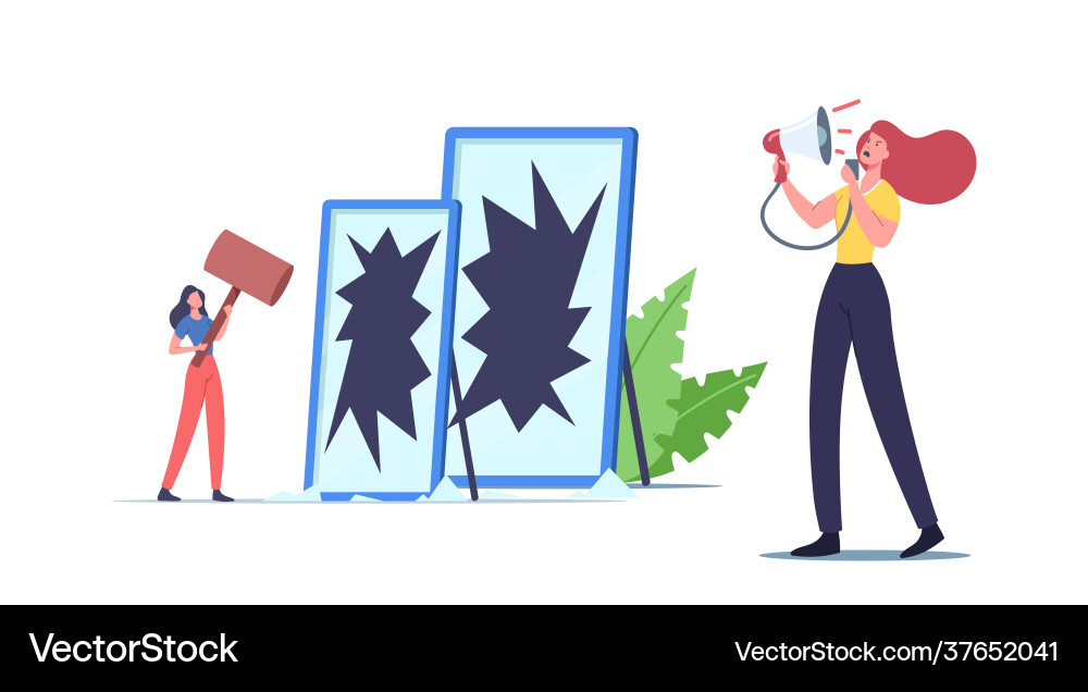 Self anger concept unhappy angry female character Vector Image