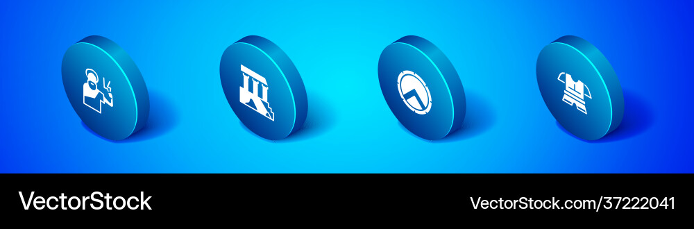 Set isometric zeus greek shield body armor and Vector Image