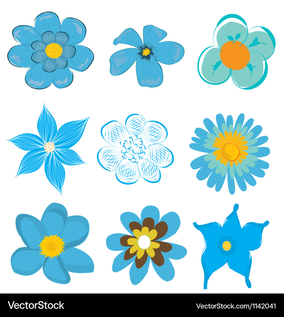 Set of blue flowers Royalty Free Vector Image - VectorStock