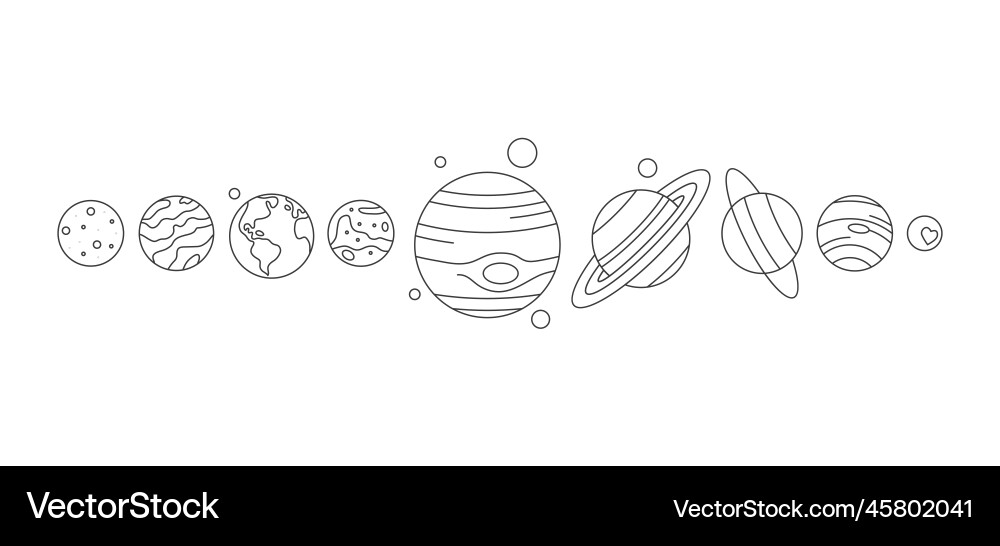 Solar system planets order from sun space objects Vector Image