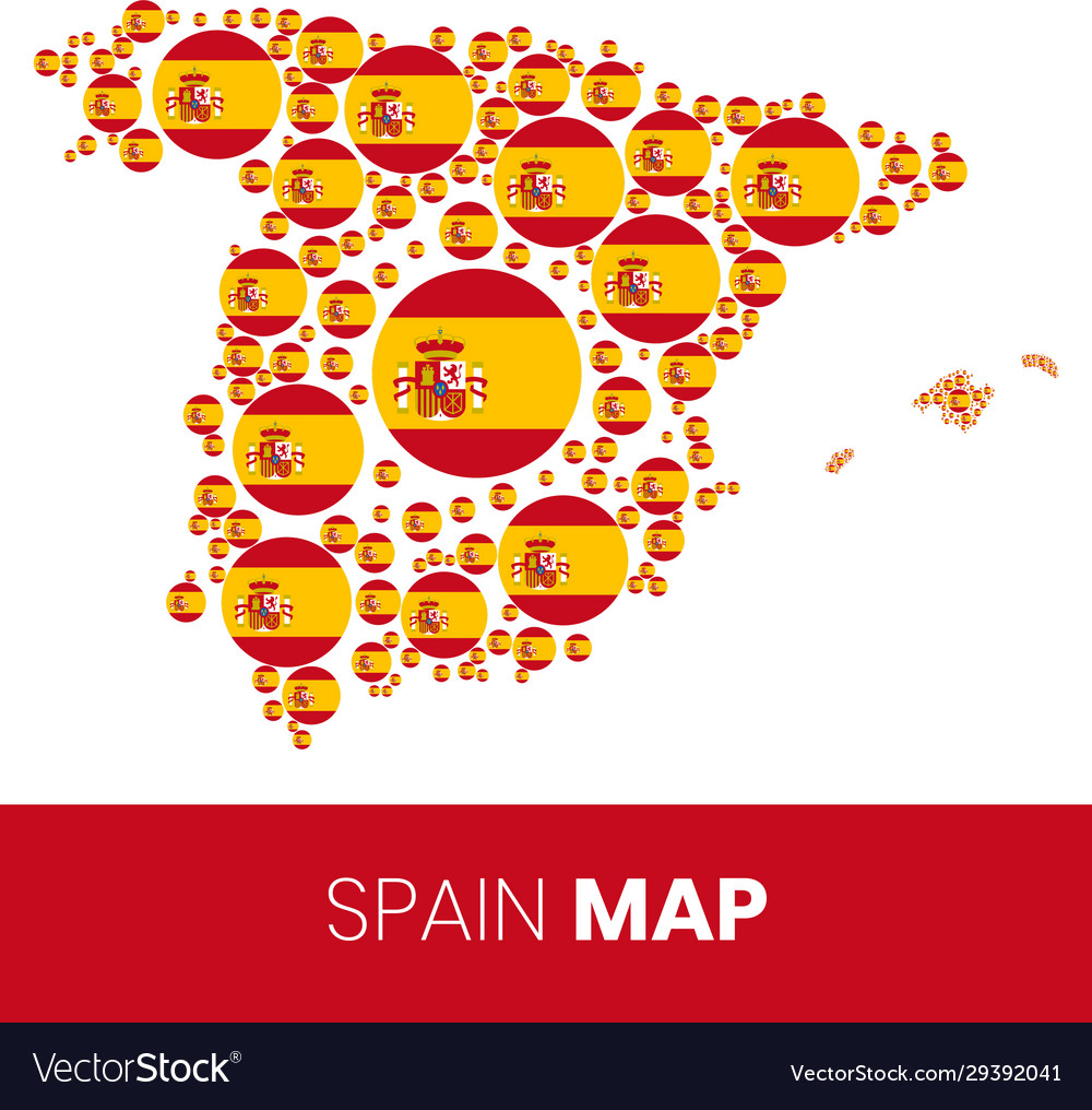 Spain map filled with flag shaped circles Vector Image
