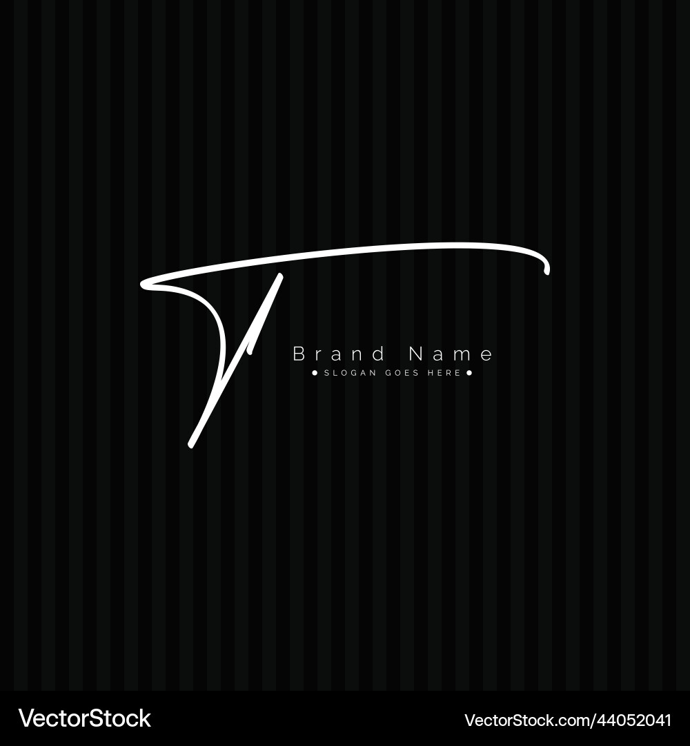 T letter signature logo - initial alphabet for Vector Image