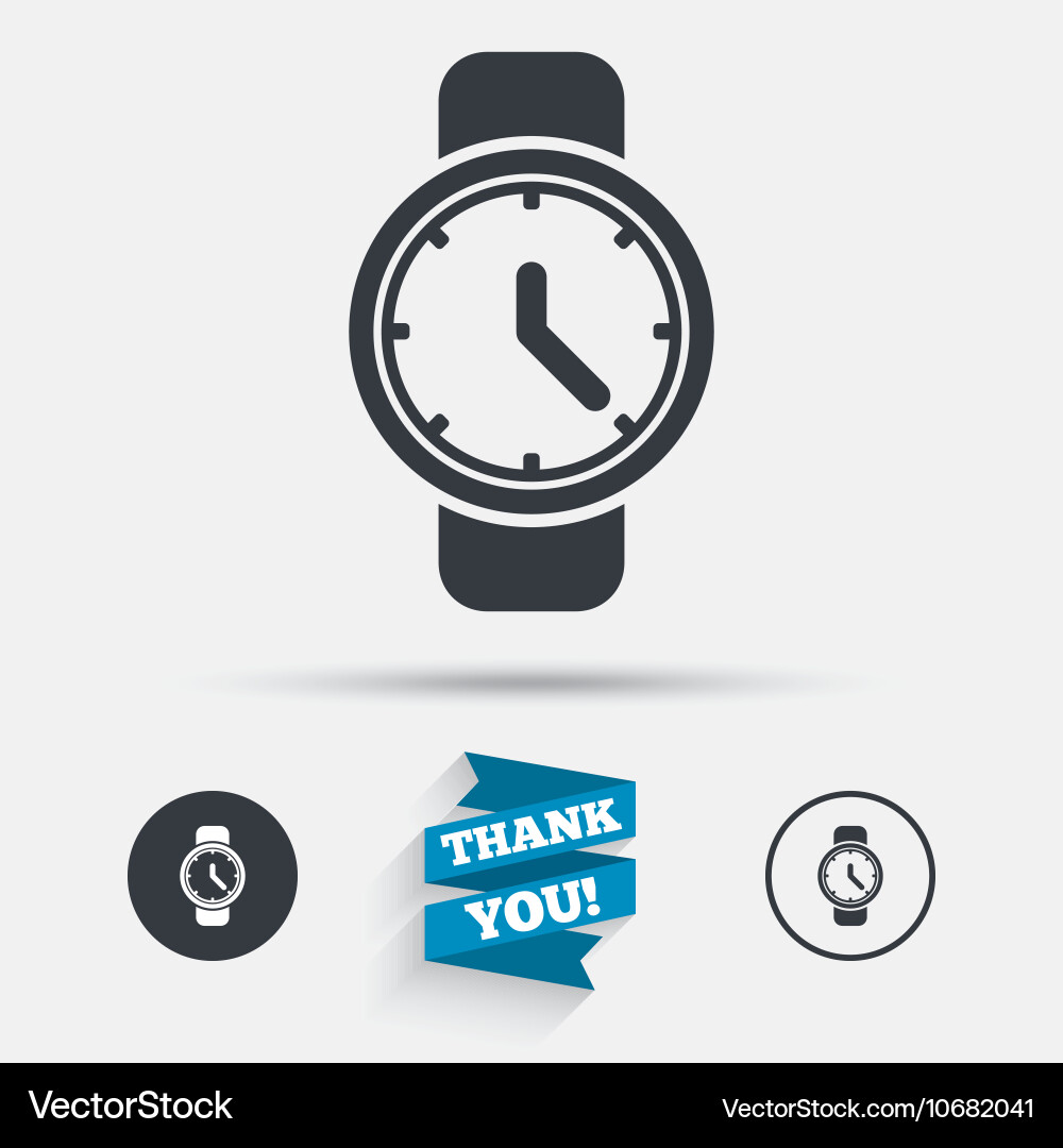 Wrist watch sign icon mechanical clock symbol Vector Image