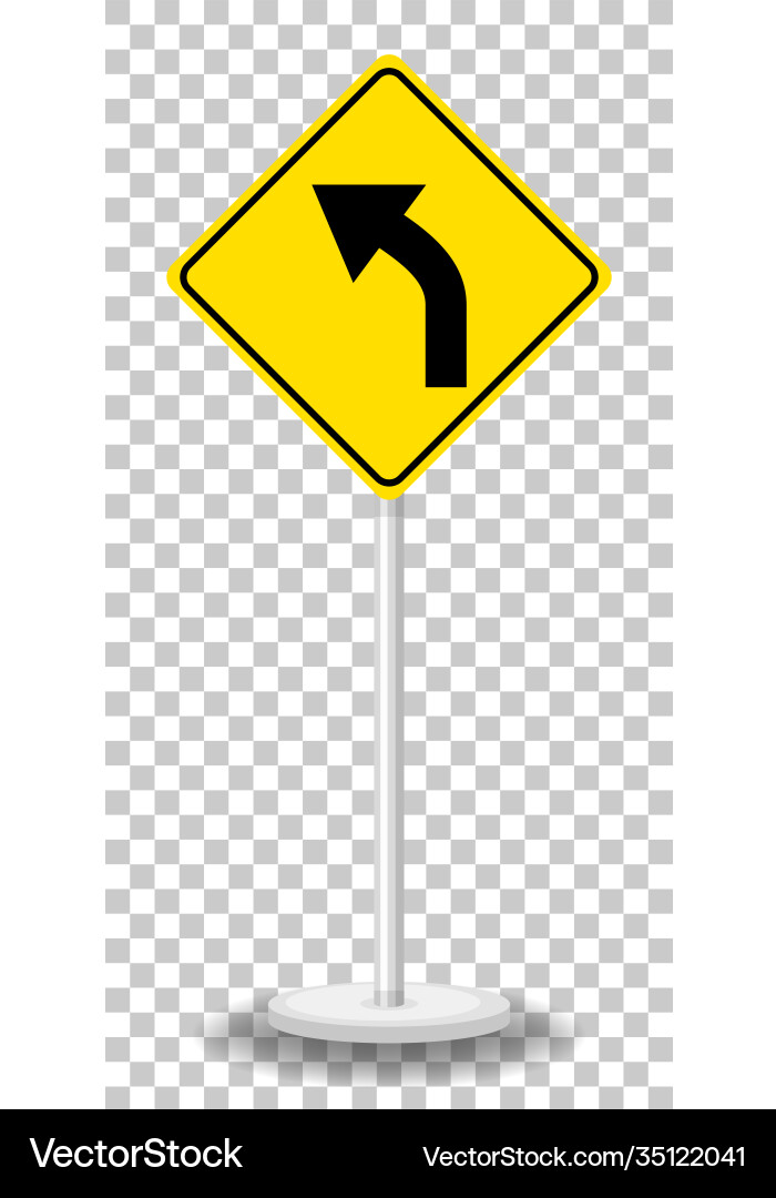 Yellow traffic warning sign on transparent Vector Image