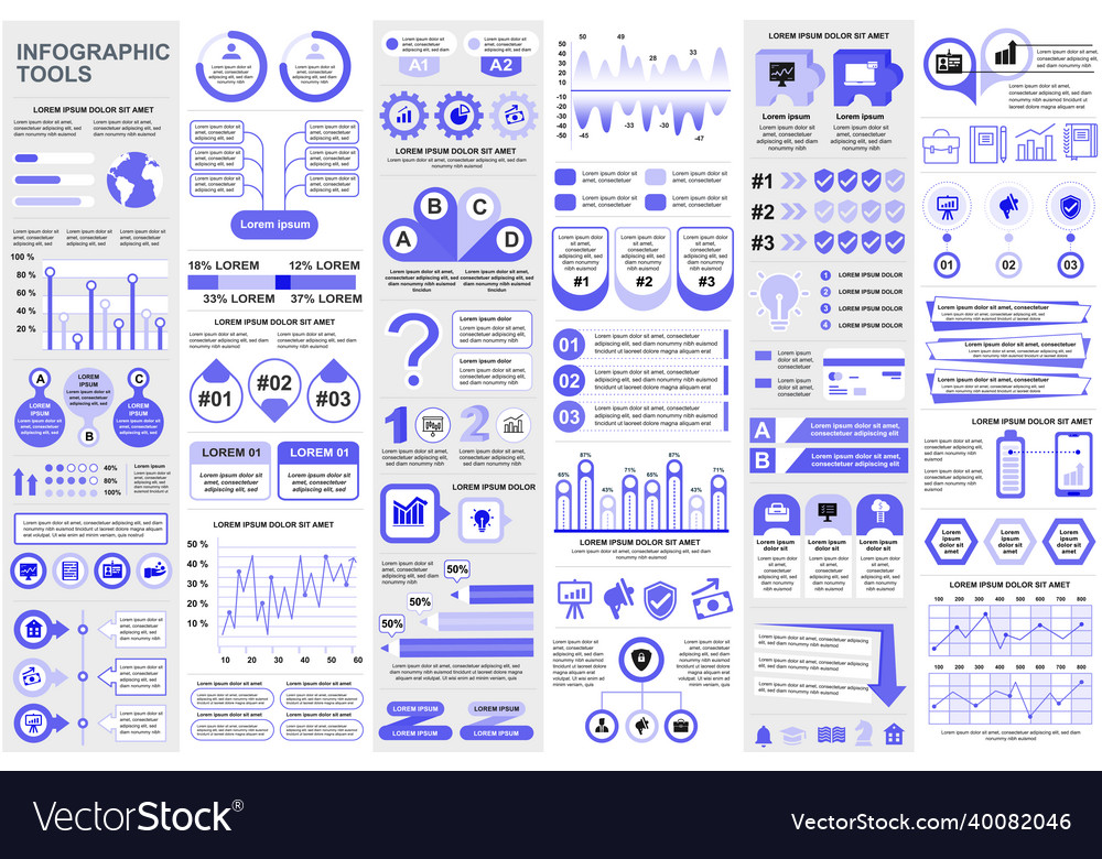 Bundle infographic elements data visualization Vector Image