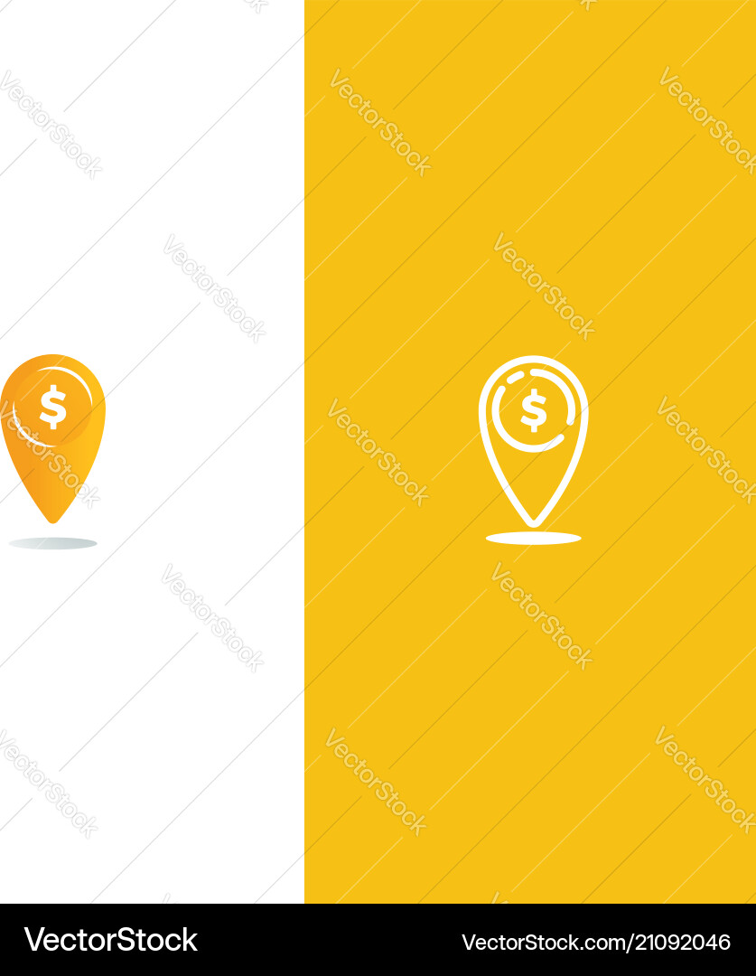 Coin point logo location money logotype Royalty Free Vector