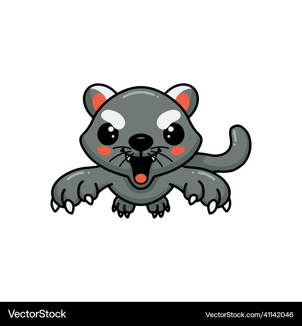 Cute little bearcat cartoon leaping Royalty Free Vector