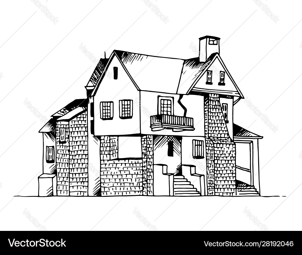 House hand drawn sketch isolated on white Vector Image