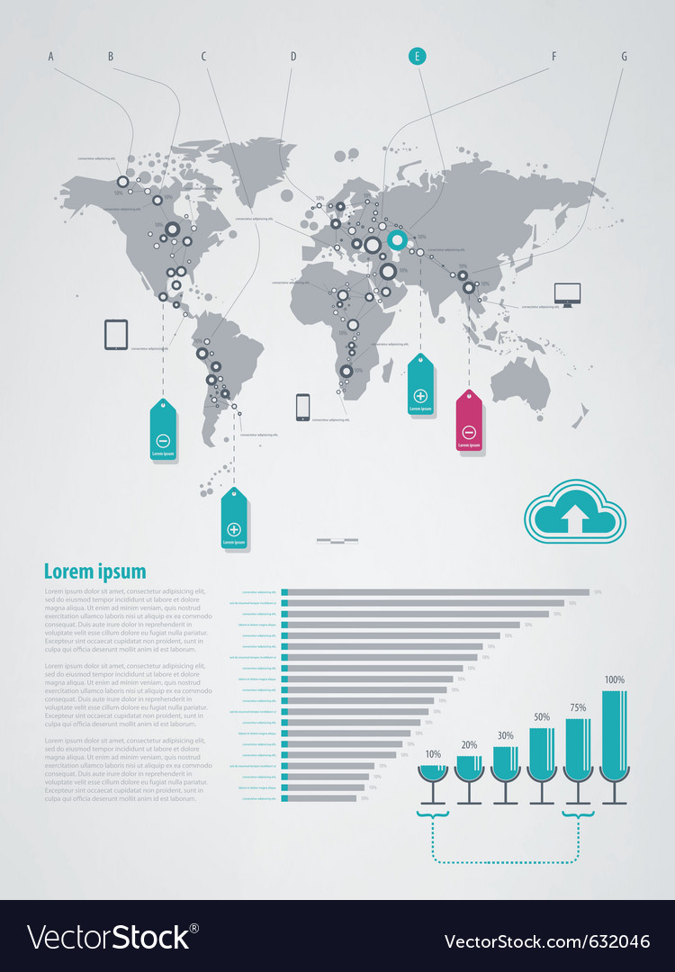Infographics elements world map Royalty Free Vector Image