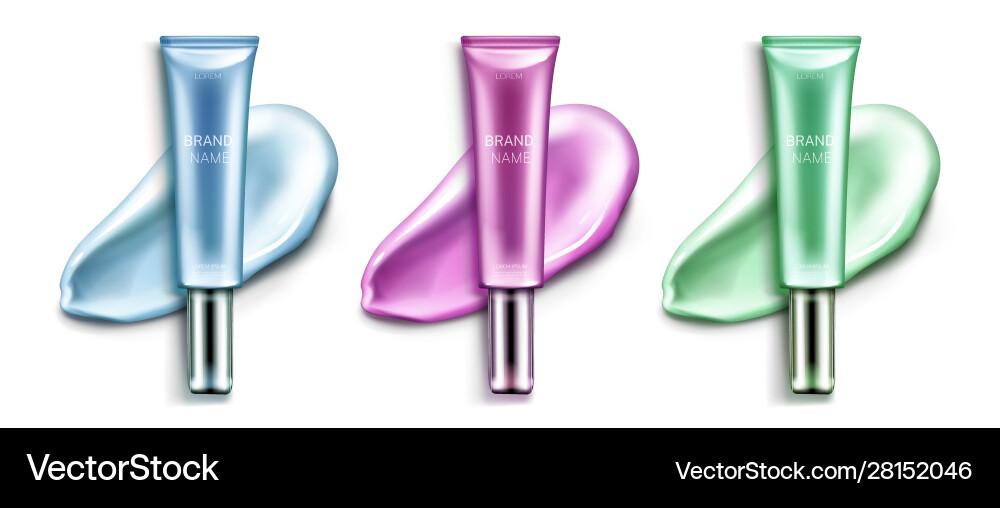Liquid eye shadow tubes with strokes set clip art Vector Image