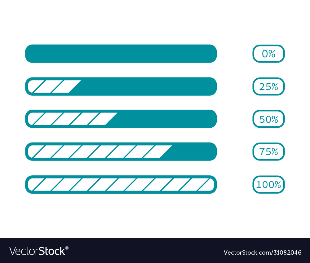 Loading bar with sections from 0 to 100 Royalty Free Vector