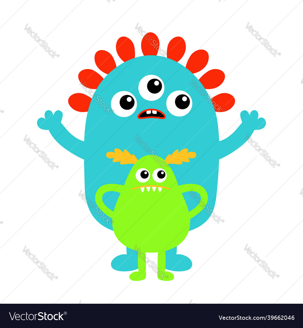 Monster friend icon set happy halloween cute Vector Image