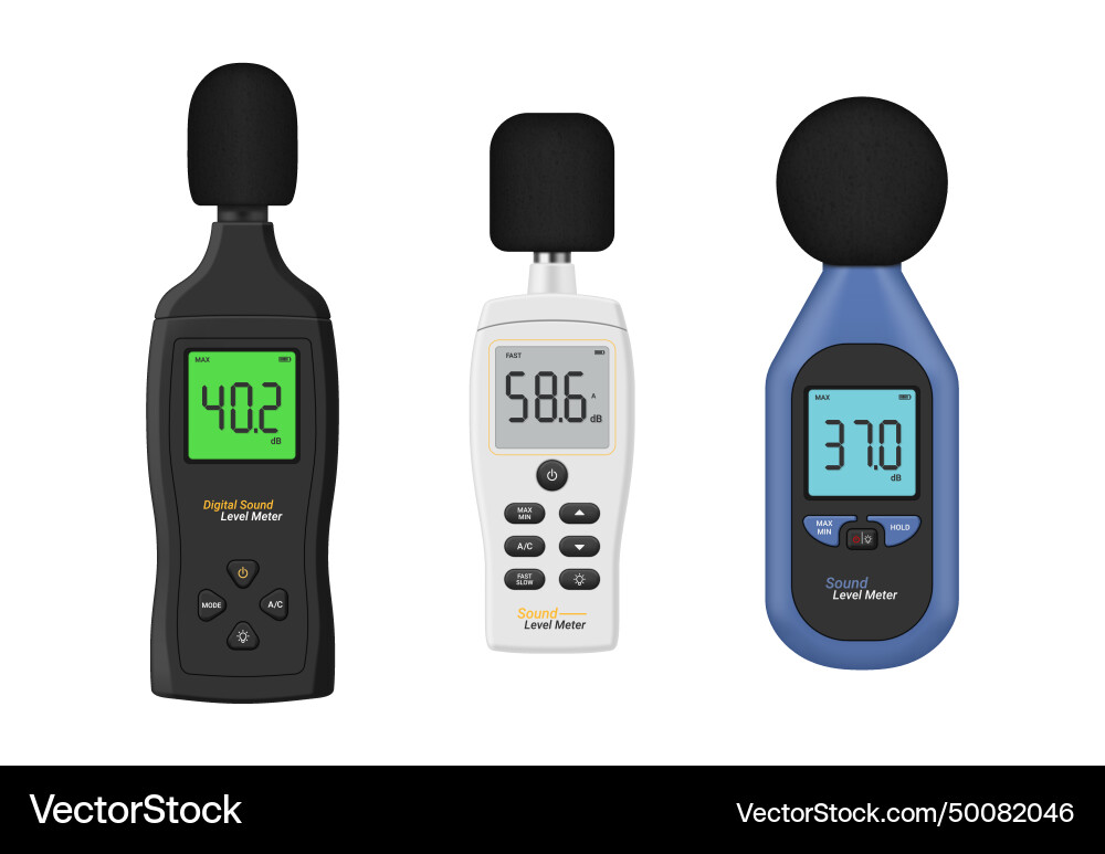 Portable noise sound level digital meter Vector Image