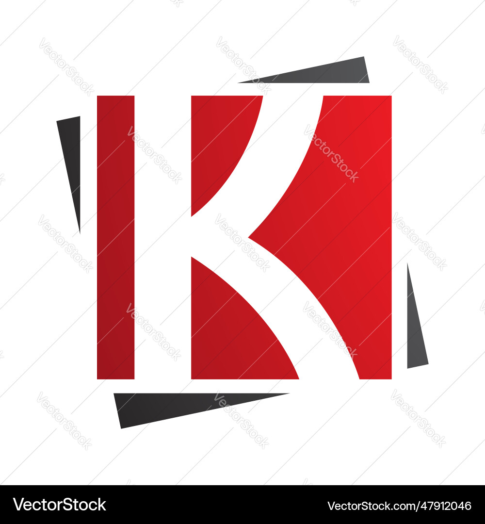 Red and black square letter k icon Royalty Free Vector Image