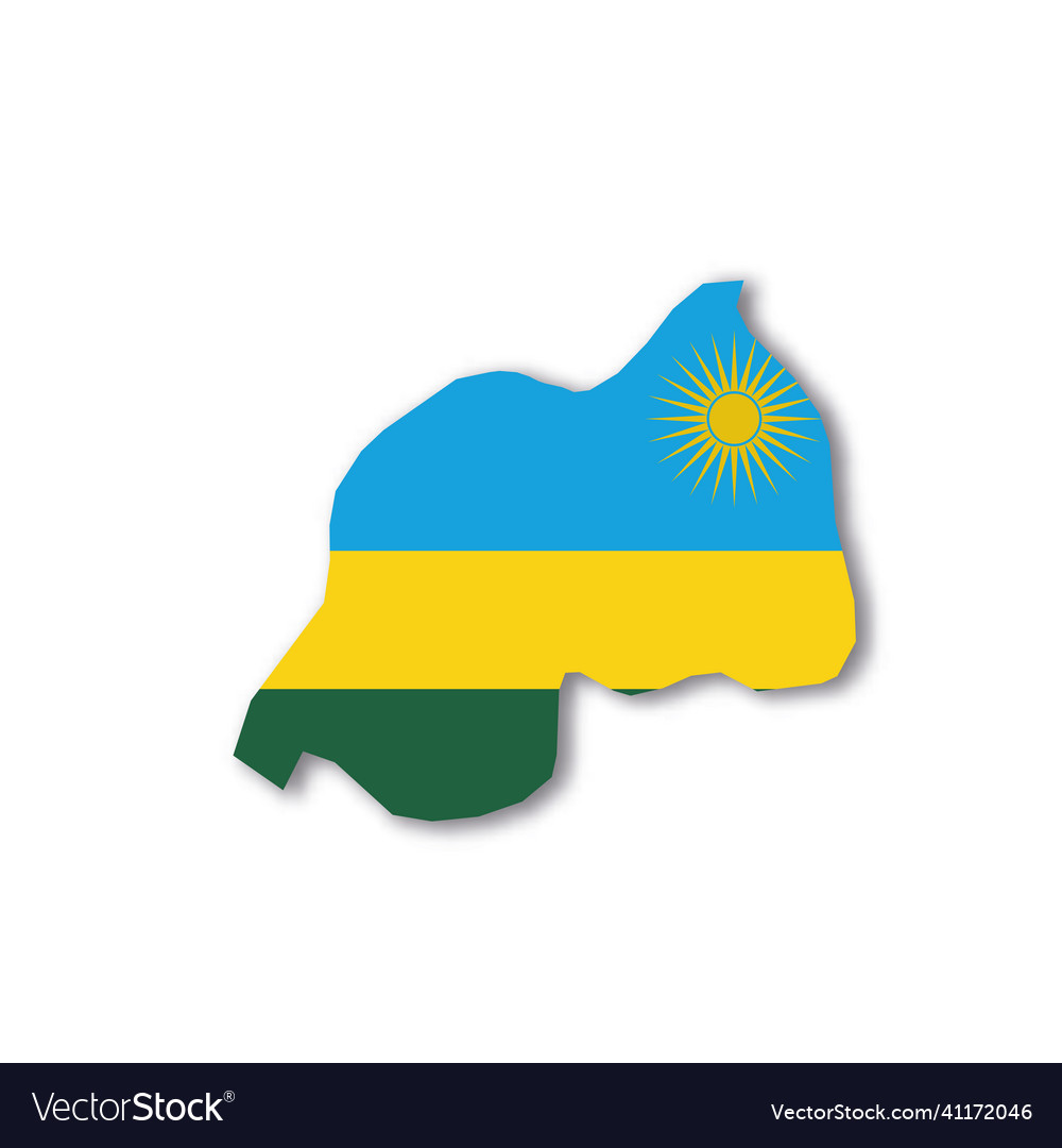 Rwanda national flag in a shape of country map Vector Image