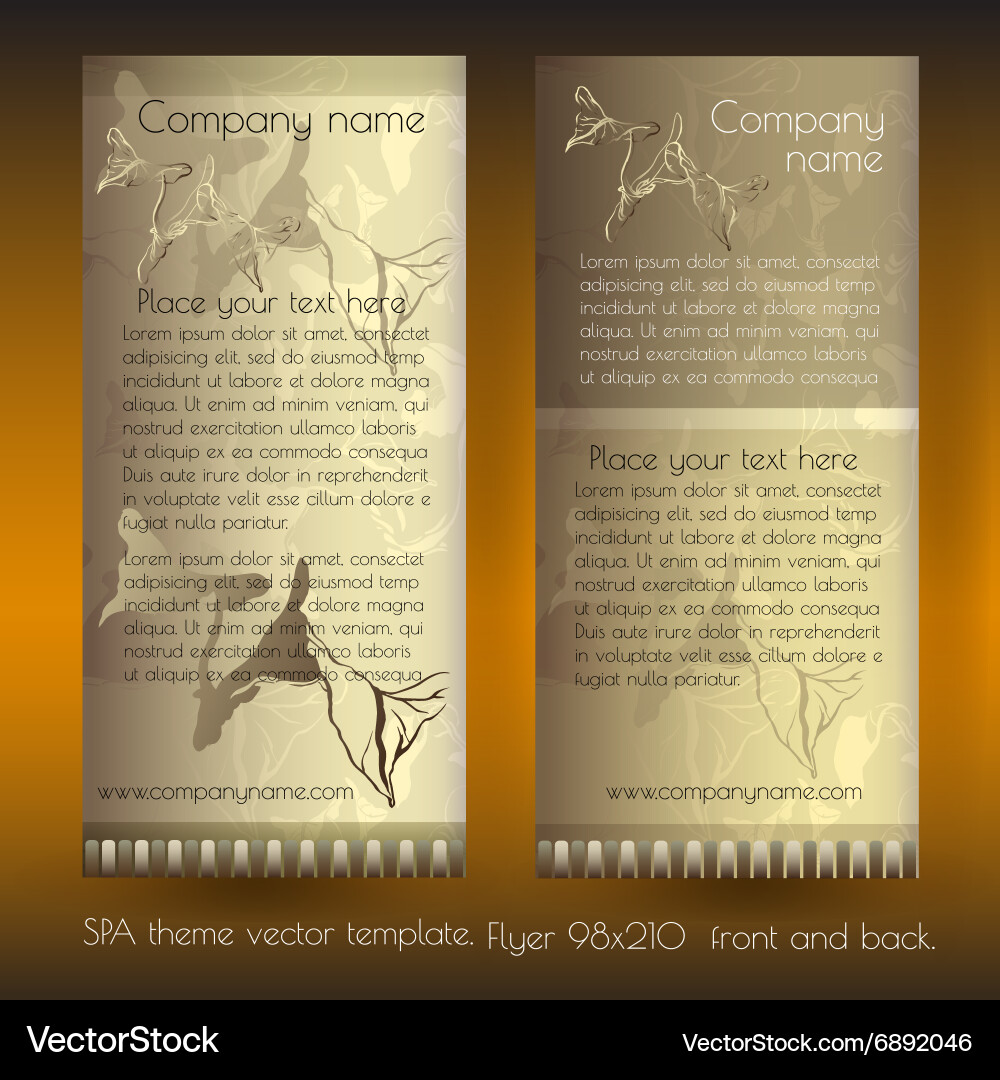 Spa card design template with contour exotic leave