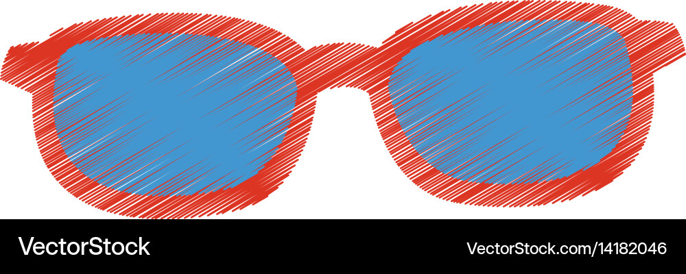 Sunglasses with red frame and blue lenses icon Vector Image